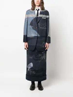 Thom Browne Motif-embroidered Colour-block Blazer