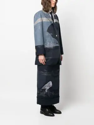 Thom Browne Motif-embroidered Colour-block Blazer