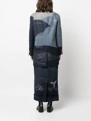 Thom Browne Motif-embroidered Colour-block Blazer