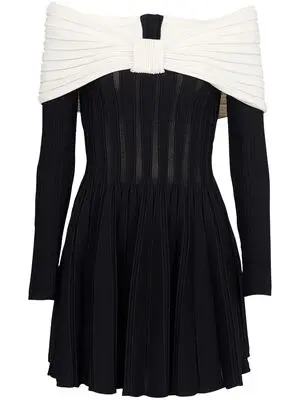Balmain Off-shoulder Knitted Minidress