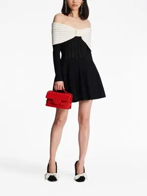 Balmain Off-shoulder Knitted Minidress
