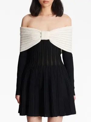 Balmain Off-shoulder Knitted Minidress