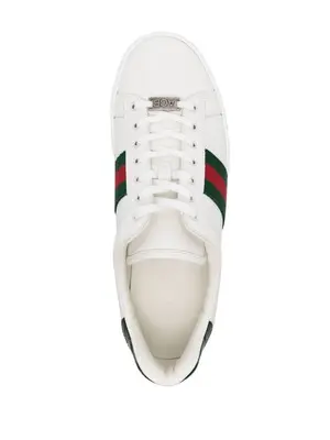 Gucci Ace Web-stripe Leather Sneakers - White