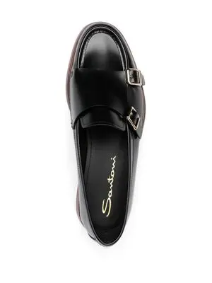 Santoni Double-buckle Leather Loafers
