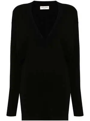 Saint Laurent V-neck Wool Dress