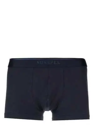 Sunspel Logo-waistband Stretch-cotton Boxers - Blue