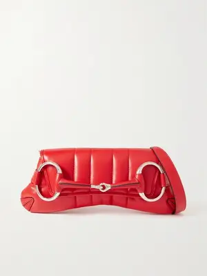 Gucci Horsebit Embellished Quilted Leather Shoulder Bag Red