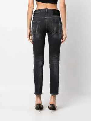 Dsquared2 Distressed Cropped Skinny Jeans - Black