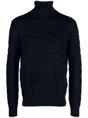 Missoni Zigzag Graphic Roll-neck Jumper - Blue