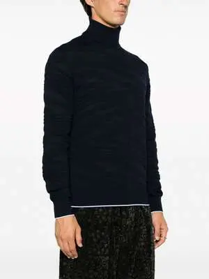 Missoni Zigzag Graphic Roll-neck Jumper - Blue