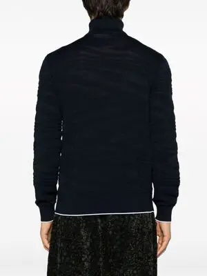 Missoni Zigzag Graphic Roll-neck Jumper - Blue