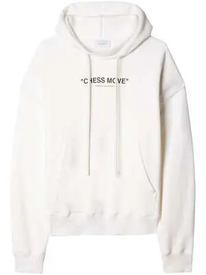Off-White Chess Move Slogan-print Cotton Hoodie - Neutrals