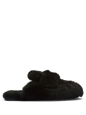 Prada Triangle-logo Shearling Mules