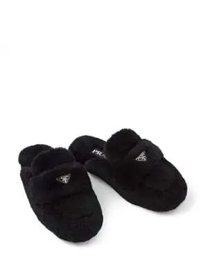 Prada Triangle-logo Shearling Mules