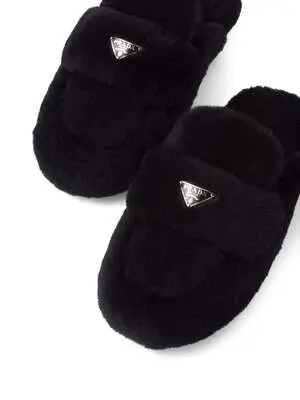 Prada Triangle-logo Shearling Mules