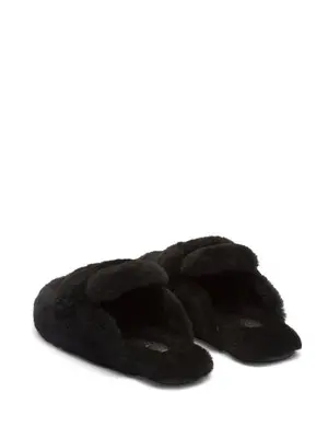 Prada Triangle-logo Shearling Mules