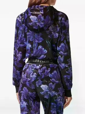 Philipp Plein Floral-print Cropped Hoodie