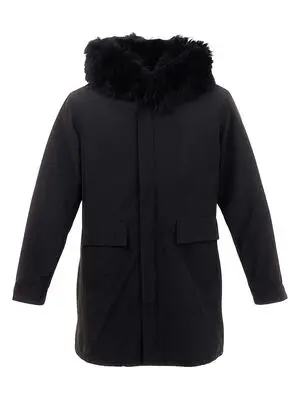 Gorski Parka With Shearling Lamb Hood Trim Black