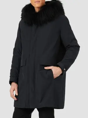 Gorski Parka With Shearling Lamb Hood Trim - Navy