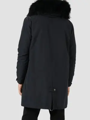 Gorski Parka With Shearling Lamb Hood Trim - Navy