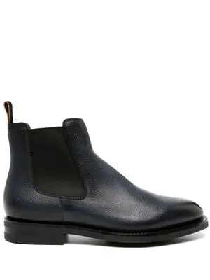 Santoni Leather Chelsea Boots - Blue