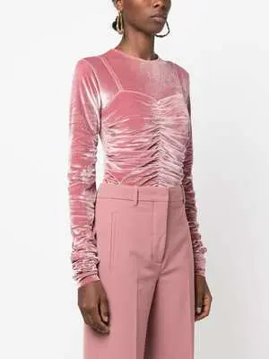 IOANA CIOLACU Velvet-effect Gathered-detail Body