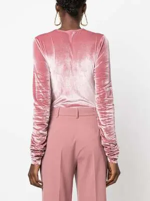 IOANA CIOLACU Velvet-effect Gathered-detail Body