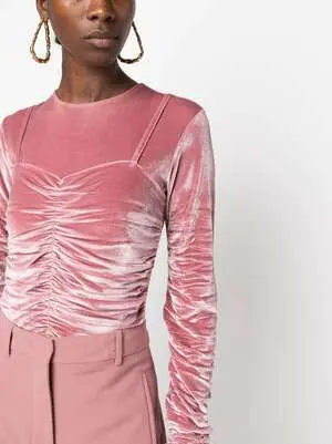 IOANA CIOLACU Velvet-effect Gathered-detail Body