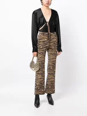 Rabanne Tiger-print Straight-leg Trousers