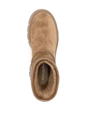 GIANVITO ROSSI Shearling-lined Suede Boots - Brown
