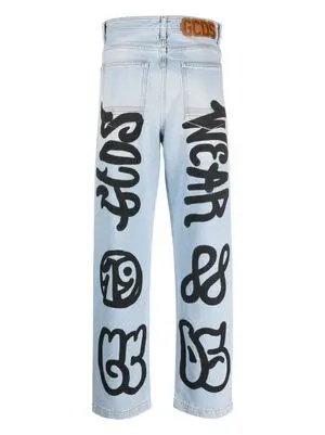 Gcds Graffiti Wide-leg Jeans
