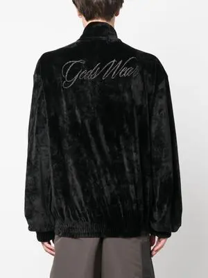 Gcds Logo-embroidered Velvet Bomber Jacket