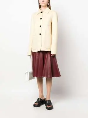 JIL SANDER Buttoned-up Cashmere Shirt Jacket - Yellow