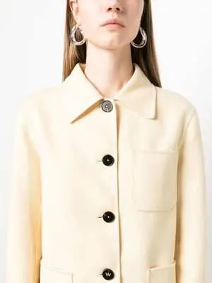 JIL SANDER Buttoned-up Cashmere Shirt Jacket - Yellow