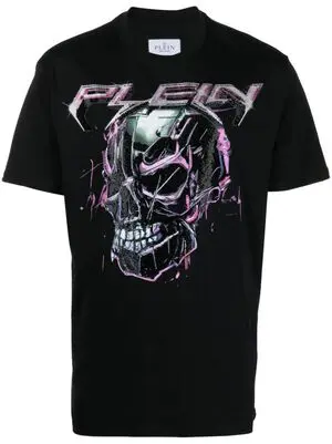 Philipp Plein Embellished-logo Detail T-shirt - Black