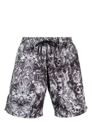 Philipp Plein Tattoo Graphic-print Swim Shorts - Black