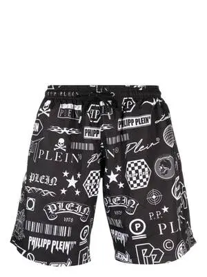 Philipp Plein Logos Logo-print Swim Shorts - Black