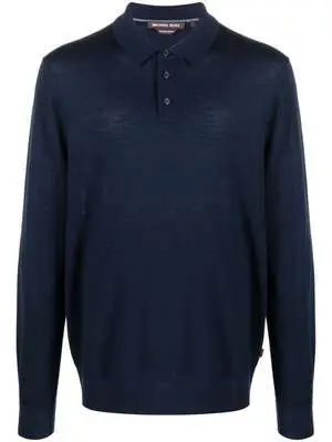 Michael Kors Long-sleeve Merino Polo Shirt - Blue