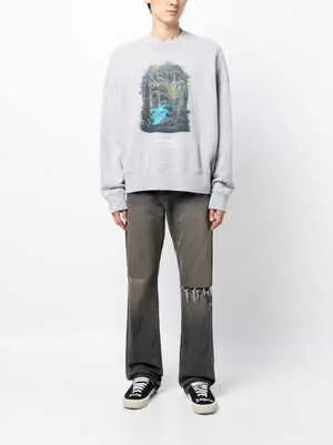 Palm Angels Graphic-print Cotton Sweatshirt - Grey