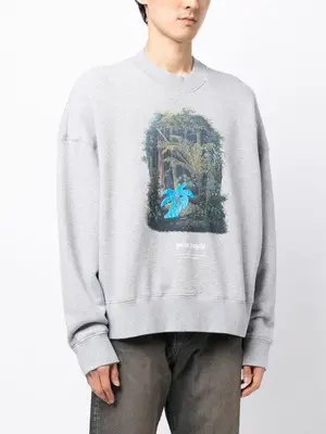 Palm Angels Graphic-print Cotton Sweatshirt - Grey