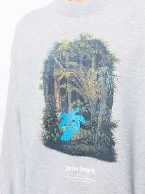 Palm Angels Graphic-print Cotton Sweatshirt - Grey