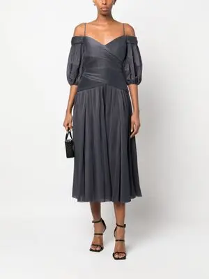 Zimmermann Off-shoulder Pleated Midi Dress
