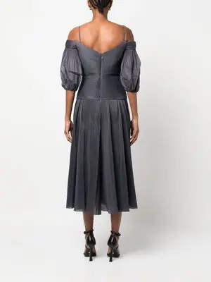 Zimmermann Off-shoulder Pleated Midi Dress