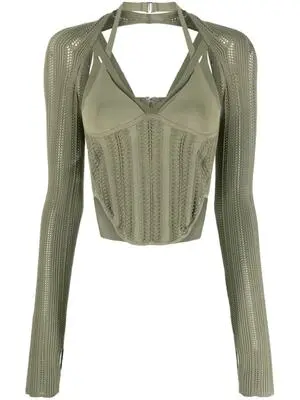 DION LEE Top With Snake Effect - Green