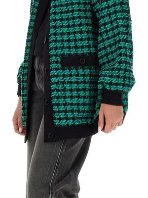 MSGM Houndstooth Tweed Jacket - Green
