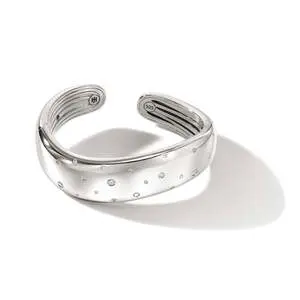 John Hardy Surf Hinged Cuff Bracelet In With Diamonds - Silver