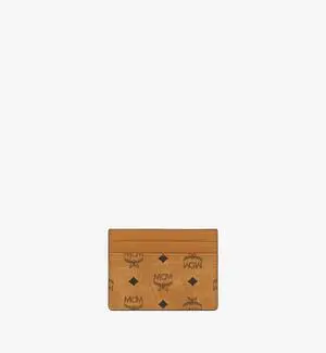 Mcm Aren Card Case In Visetos - Cognac