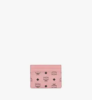 Mcm Aren Card Case In Visetos - Soft Pink