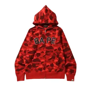 A BATHING APE Color Camo Full Zip Hoodie - Red