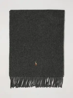 Polo Ralph Lauren Pure Wool Scarf With Embroidered Pony Logo - Grey